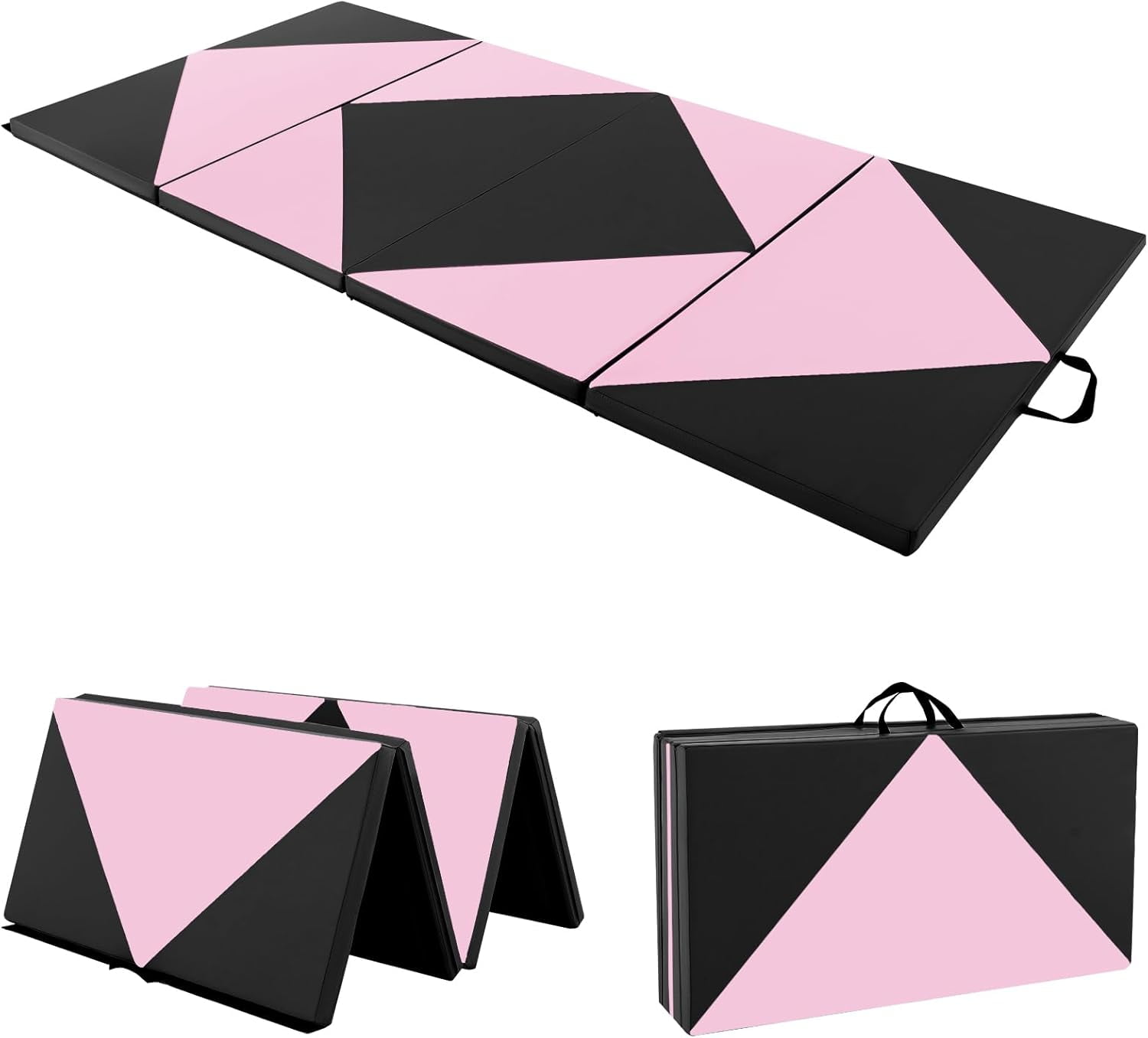 RONG-3 Gymnastics Mat, Thick Folding Tumbling Mat with Carrying Handles ...