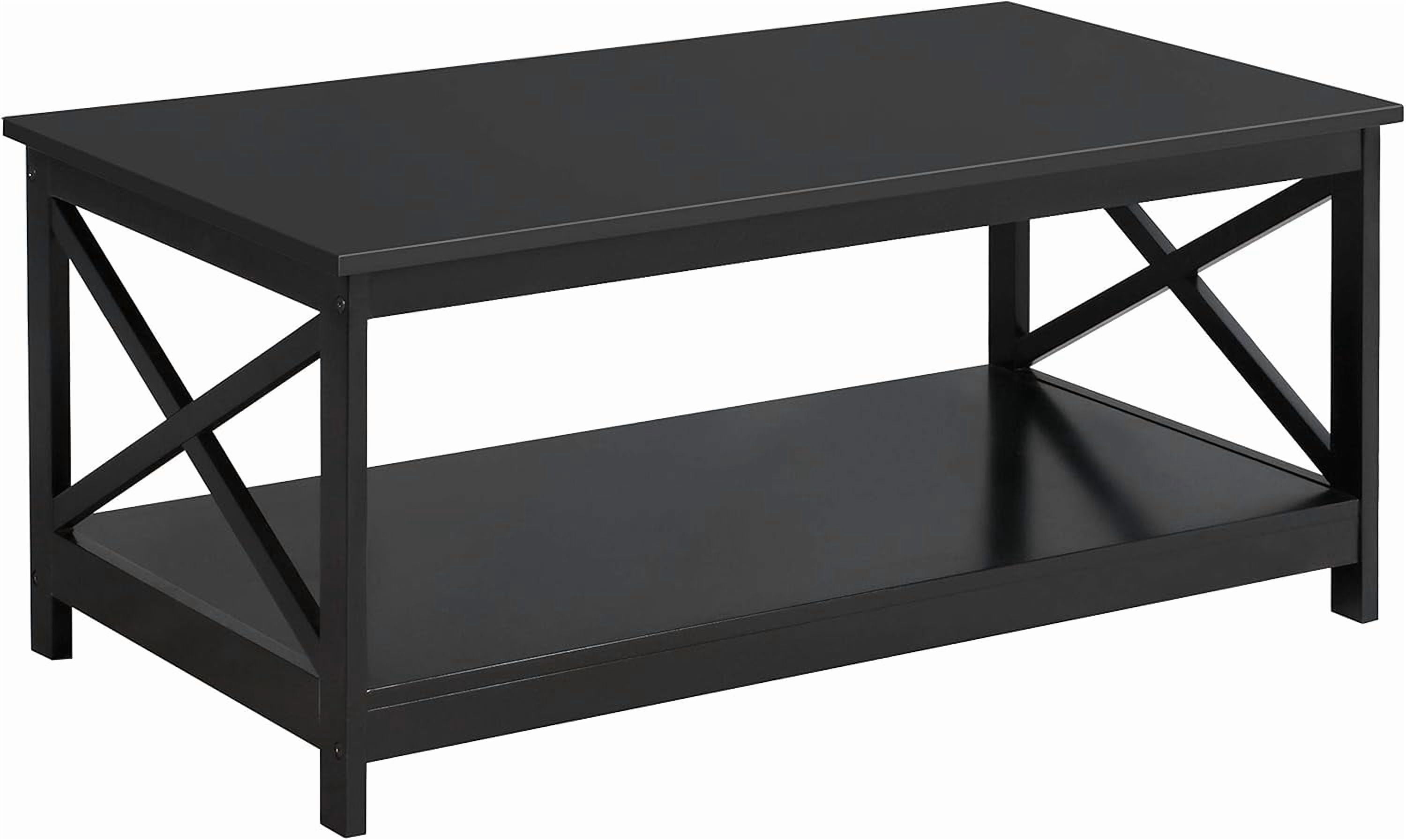 RONG-3 Living Room Modern X Design Coffee Table Black Cocktail Table ...