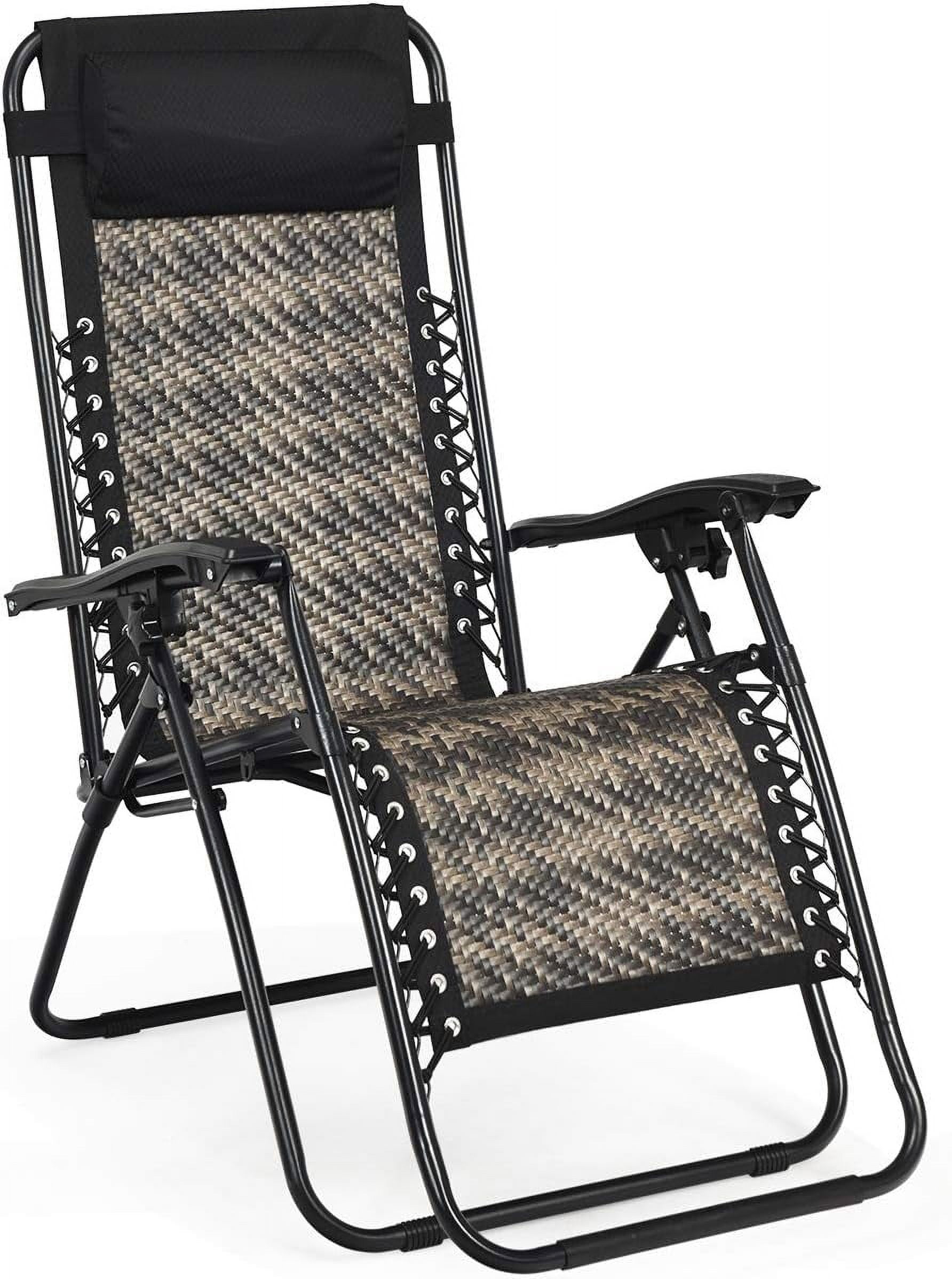 RONG-3 Patio Rattan Zero Gravity Lounge Chair, Outdoor Folding Lounge ...