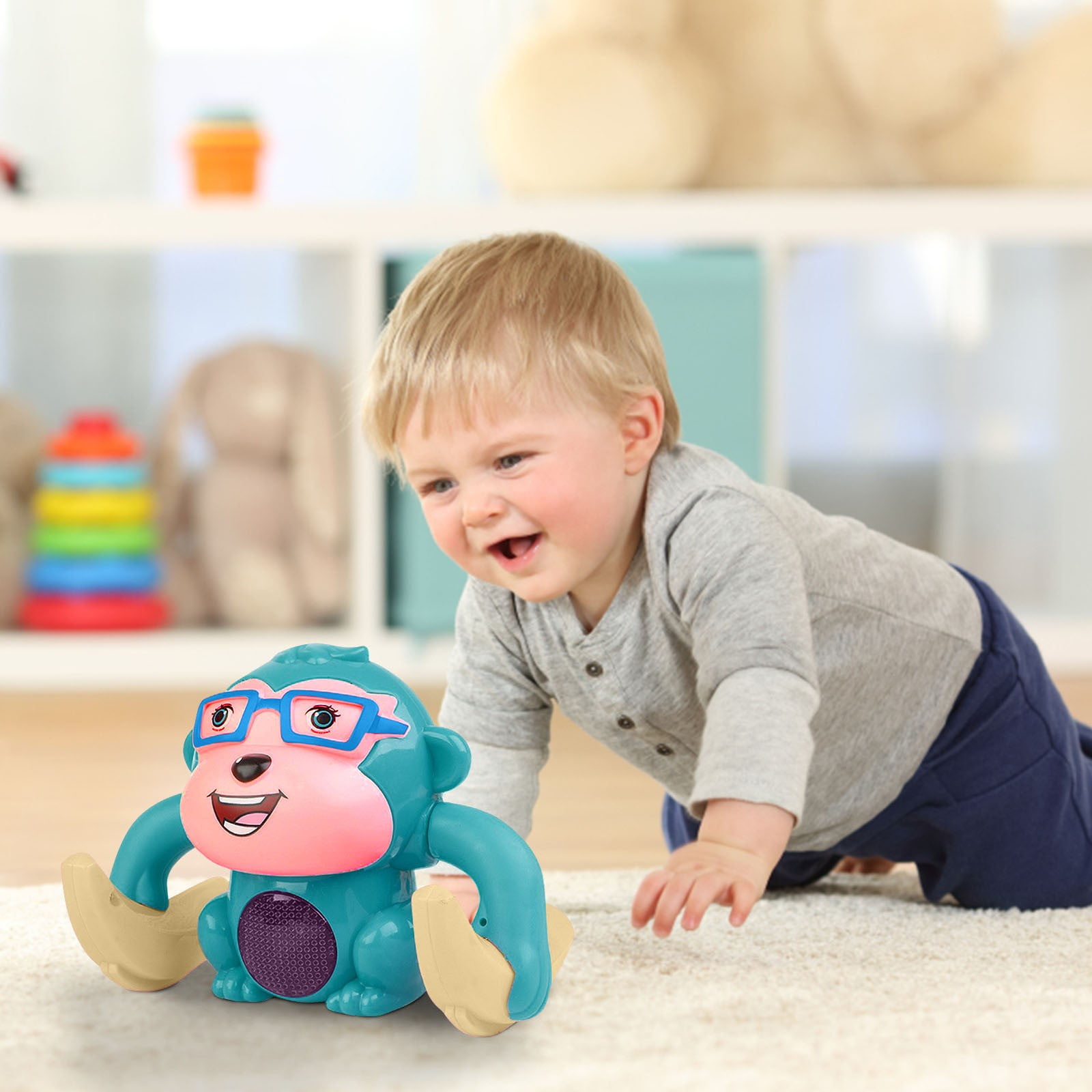 RONG YUN Baby Voice Control Electric Flip Rolling Little Monkey Toy ...