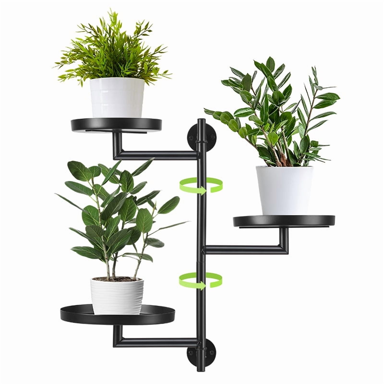 RONGJIANG Rotating Plant Shelves - Indoor Wall Plant Stand 3-Tier ...