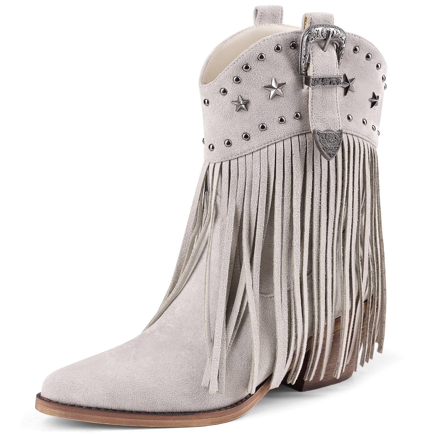 RONILURN Women Cowgirl Cowboy Boots, Western Ankle Fringe Boots Pointed ...
