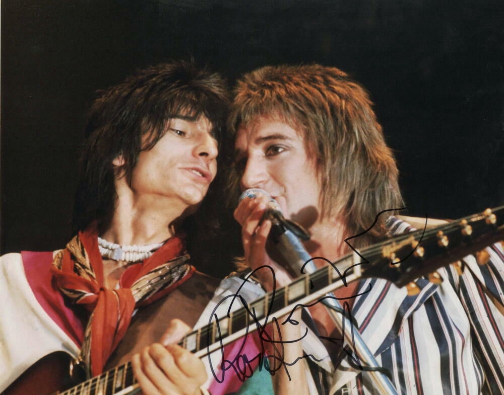 RONNIE WOOD & ROD STEWART SIGNED AUTOGRAPH 11X14 Photo - ROLLING STONES ...