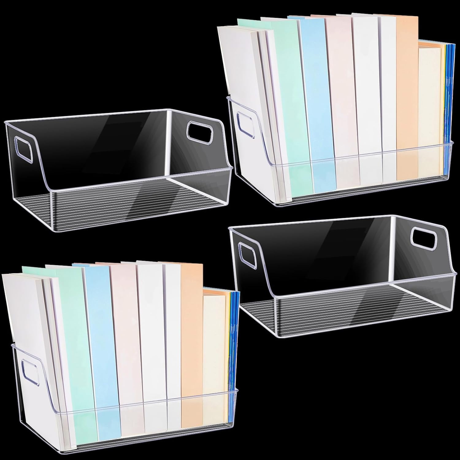 RONOVIA 4 Pcs Clear Large Storage Book Display Case - 13 x 8.5 x 5.9 ...