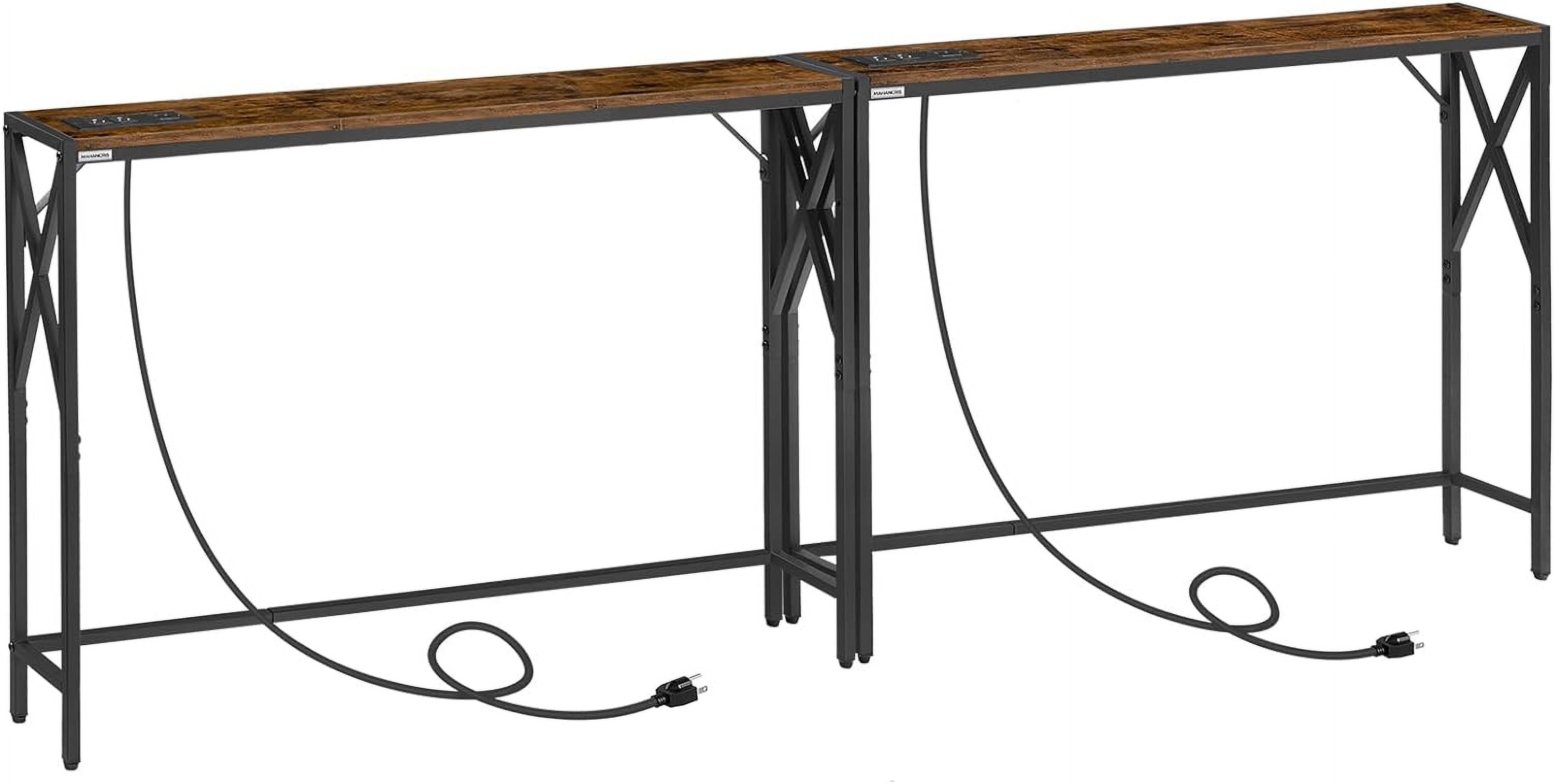 RONOVIA 78.7'' Narrow Sofa Table with Charging Station, 2 Pack Skinny ...