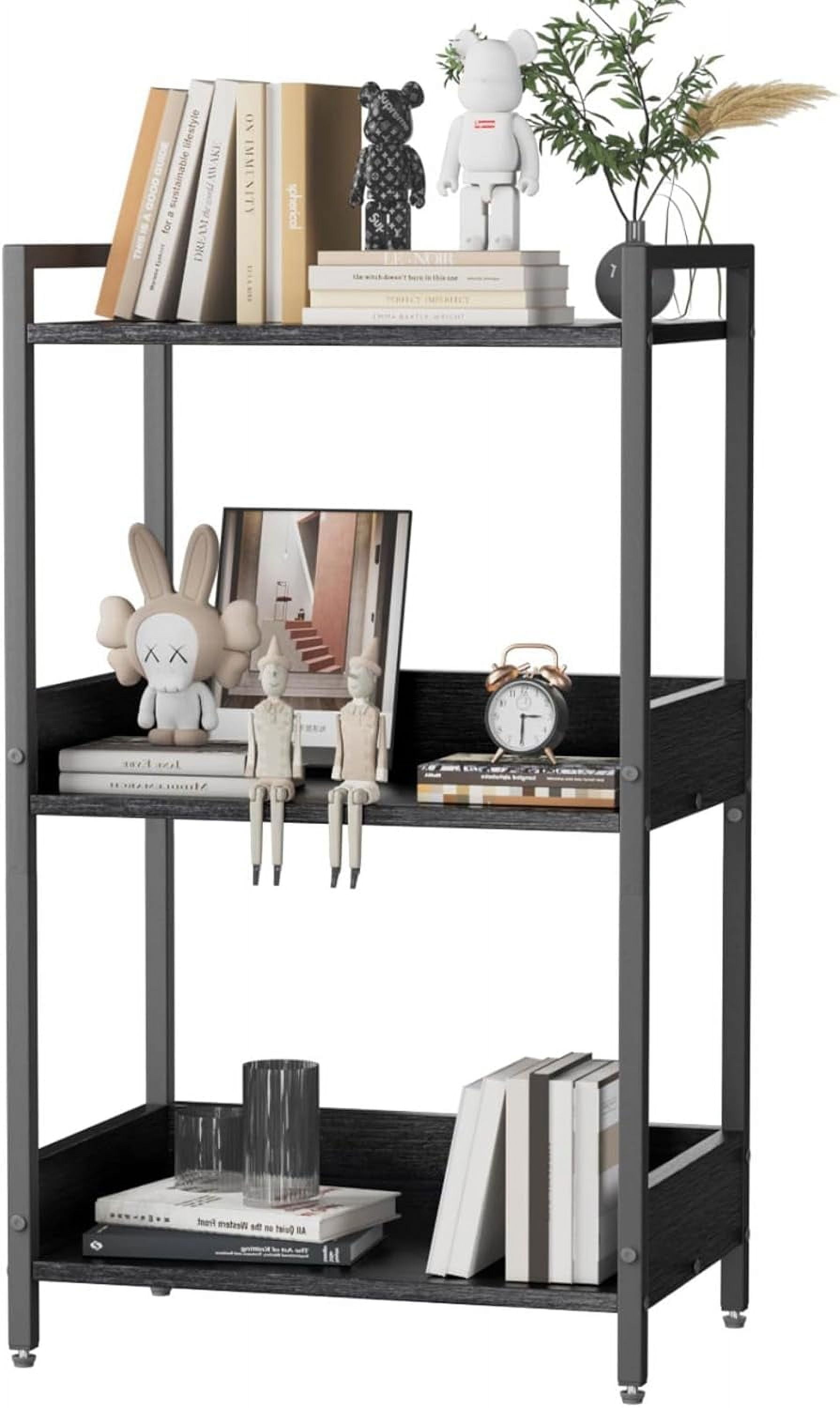RONOVIA Bookshelf Bookcase with Storage Cabinet, 3-Tier Modern Corner ...