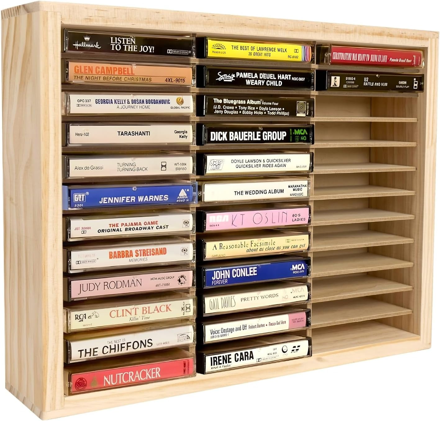 RONOVIA Cassette Tape Storage Rack, 36-slot Wood Cassette Tape Holder ...