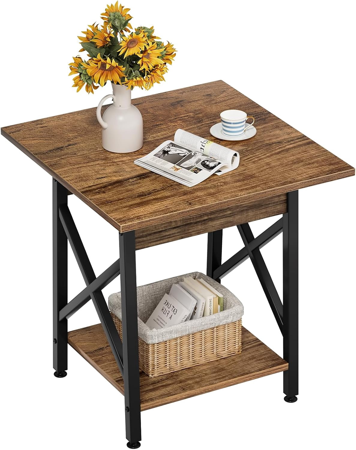 RONOVIA End Table 24 inch for Living Room, Large Square Side Tables ...
