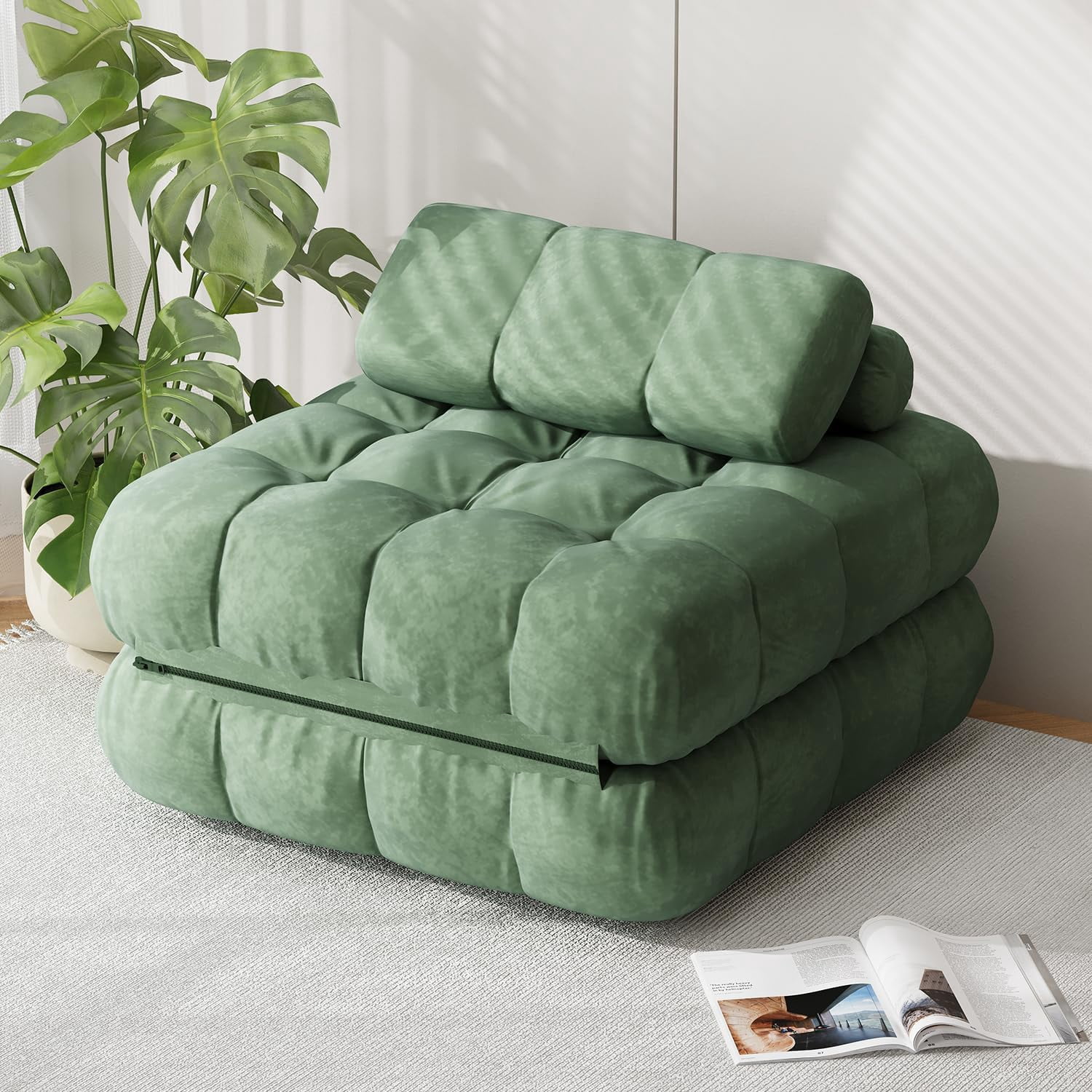 RONOVIA Folding Futon Sofa Bed, Single Size Convertible Sleeper Chair ...