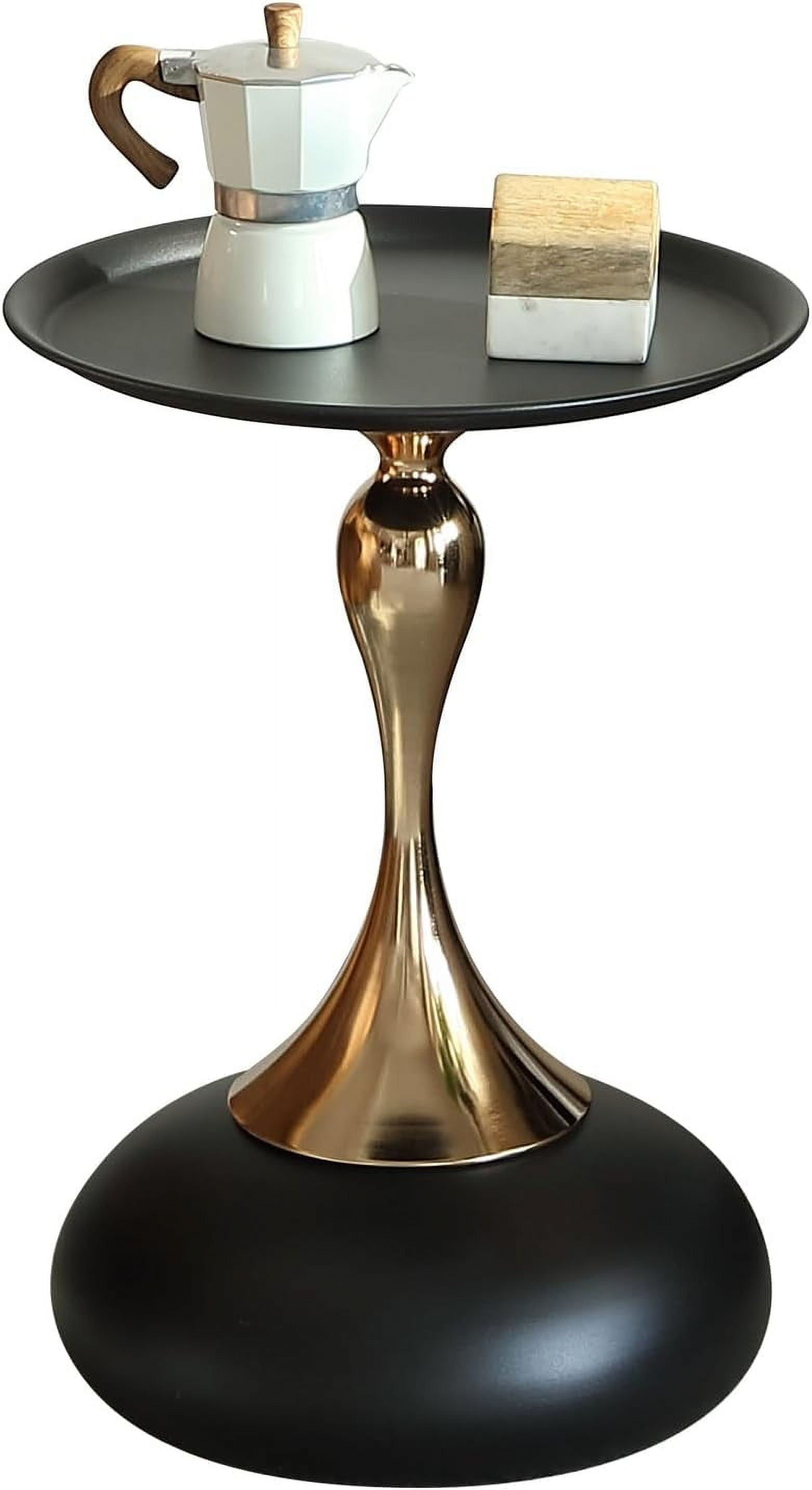 RONOVIA Small End Table Round Side Table, Black Modern Metal Pedestal ...