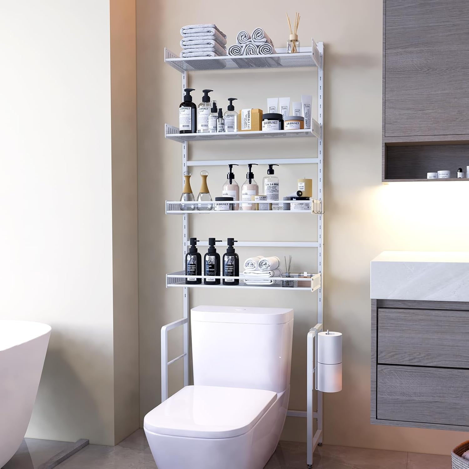 RONOVIA Over The Toilet Storage Shelf，4 Tier Over Toilet Bathroom ...