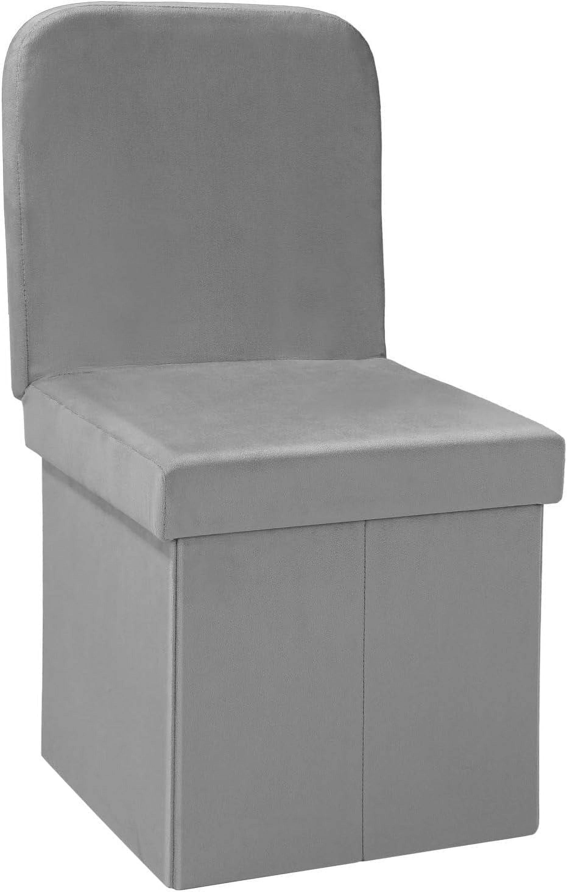 RONOVIA Velvet Storage Ottoman with Seat Back, Folding Chair for Living ...