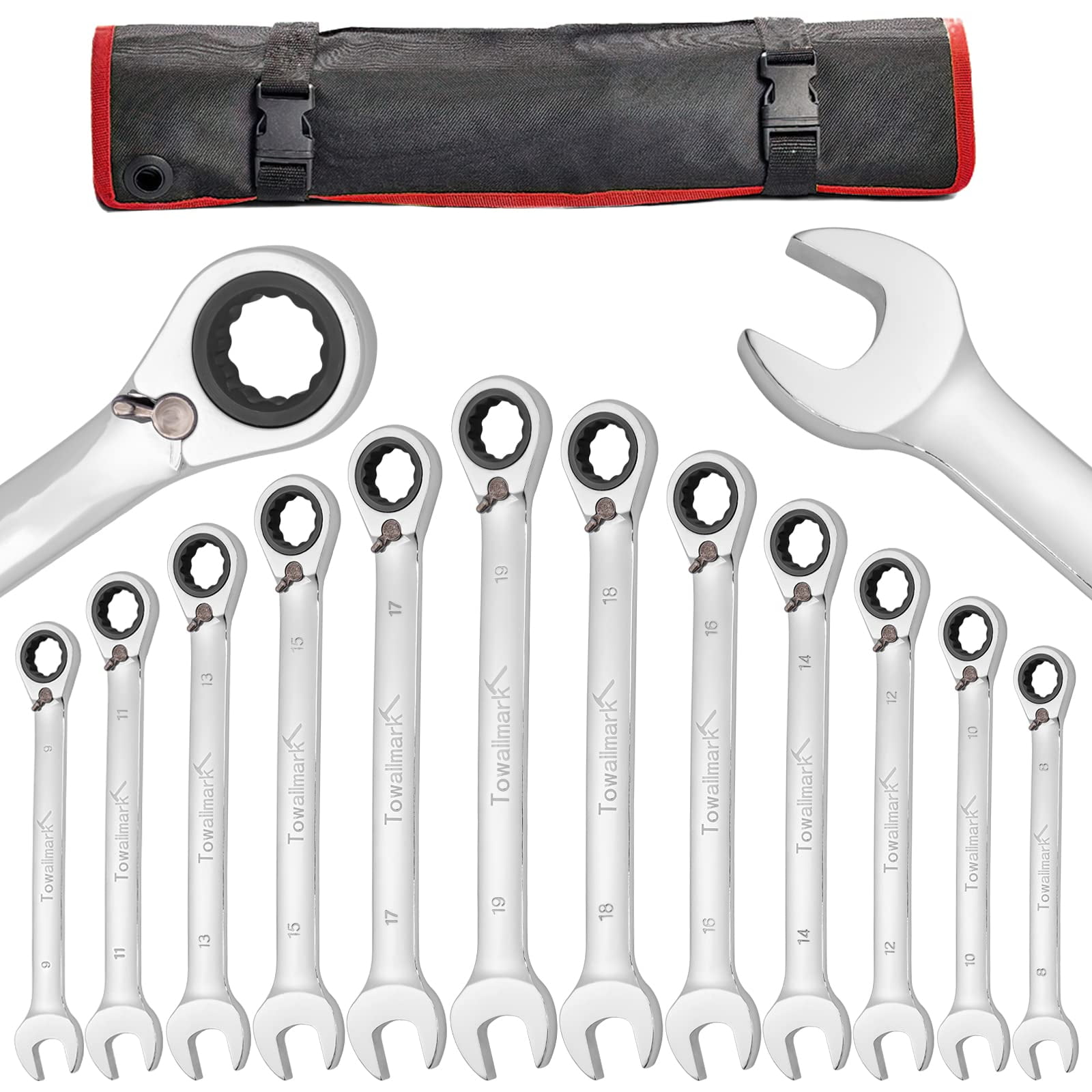 RONSHIN 12-Piece Reversible Ratcheting Combination Wrench Set, Metric ...
