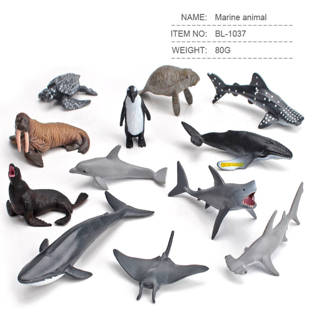 RONSHIN 12pcs Realistic Sea Life Action Figures Simulation Shark Whale ...
