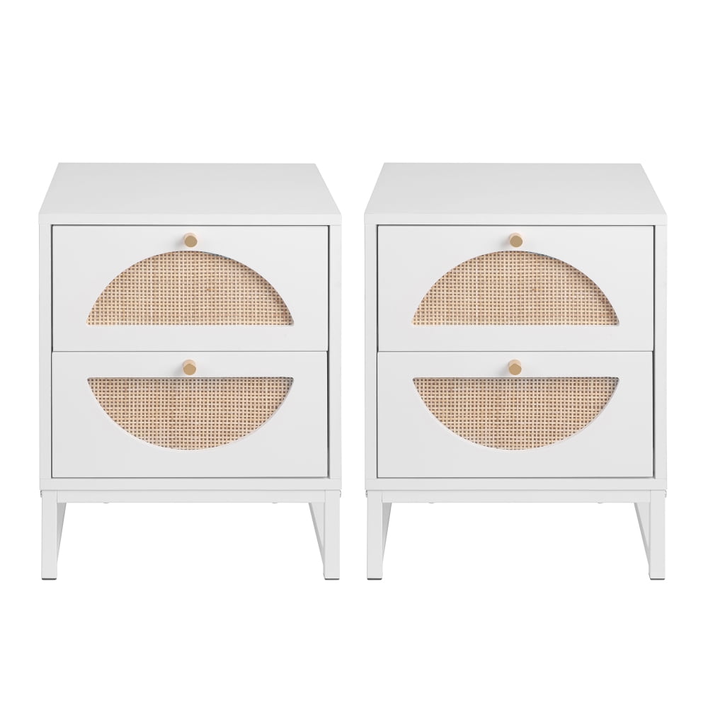 RONSHIN 2 Drawer Nightstand With 2 Large Storage Drawers, Circular ...