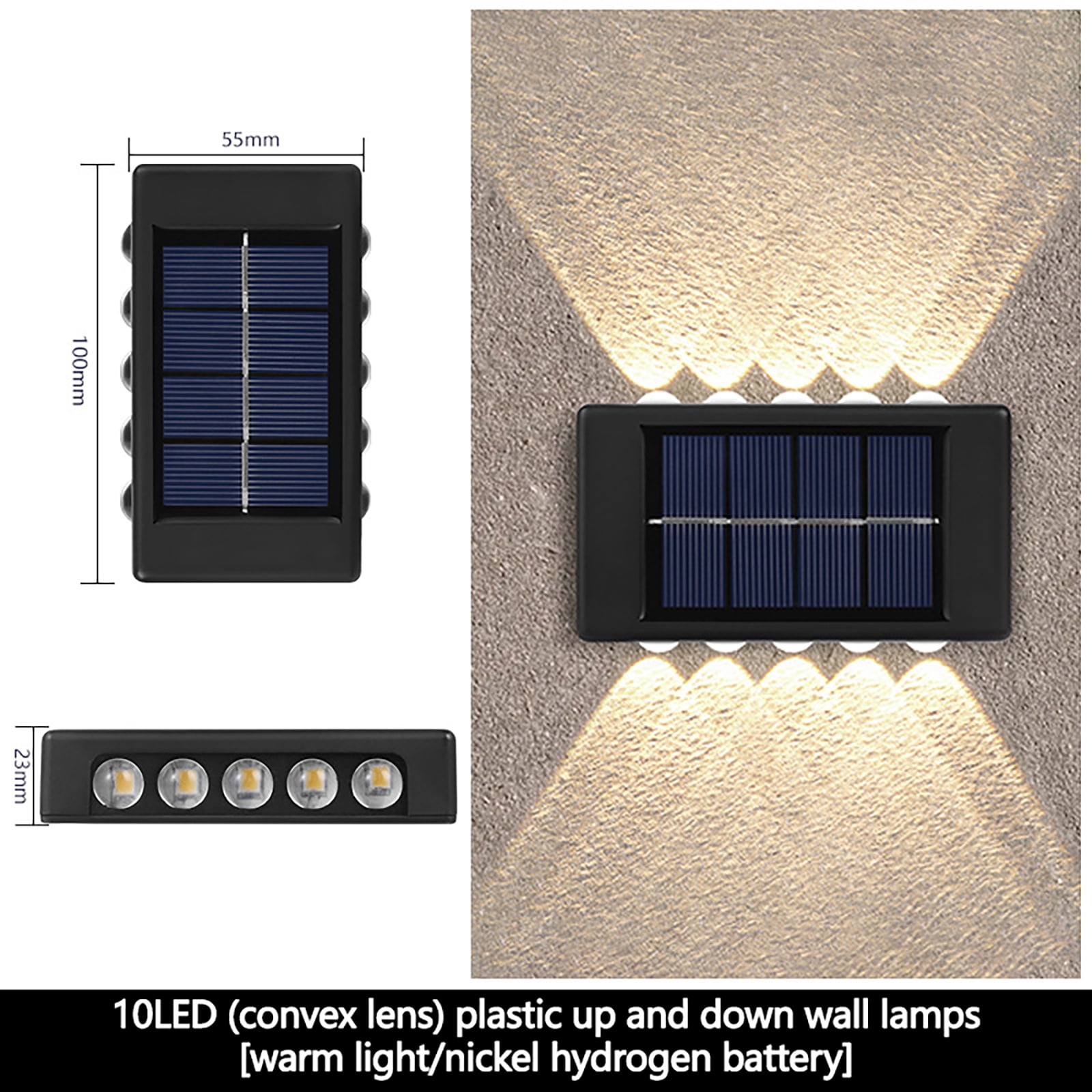 RONSHIN 2 Pack Solar Up Down Wall Lights Outdoor Sconce IP65 Waterproof ...