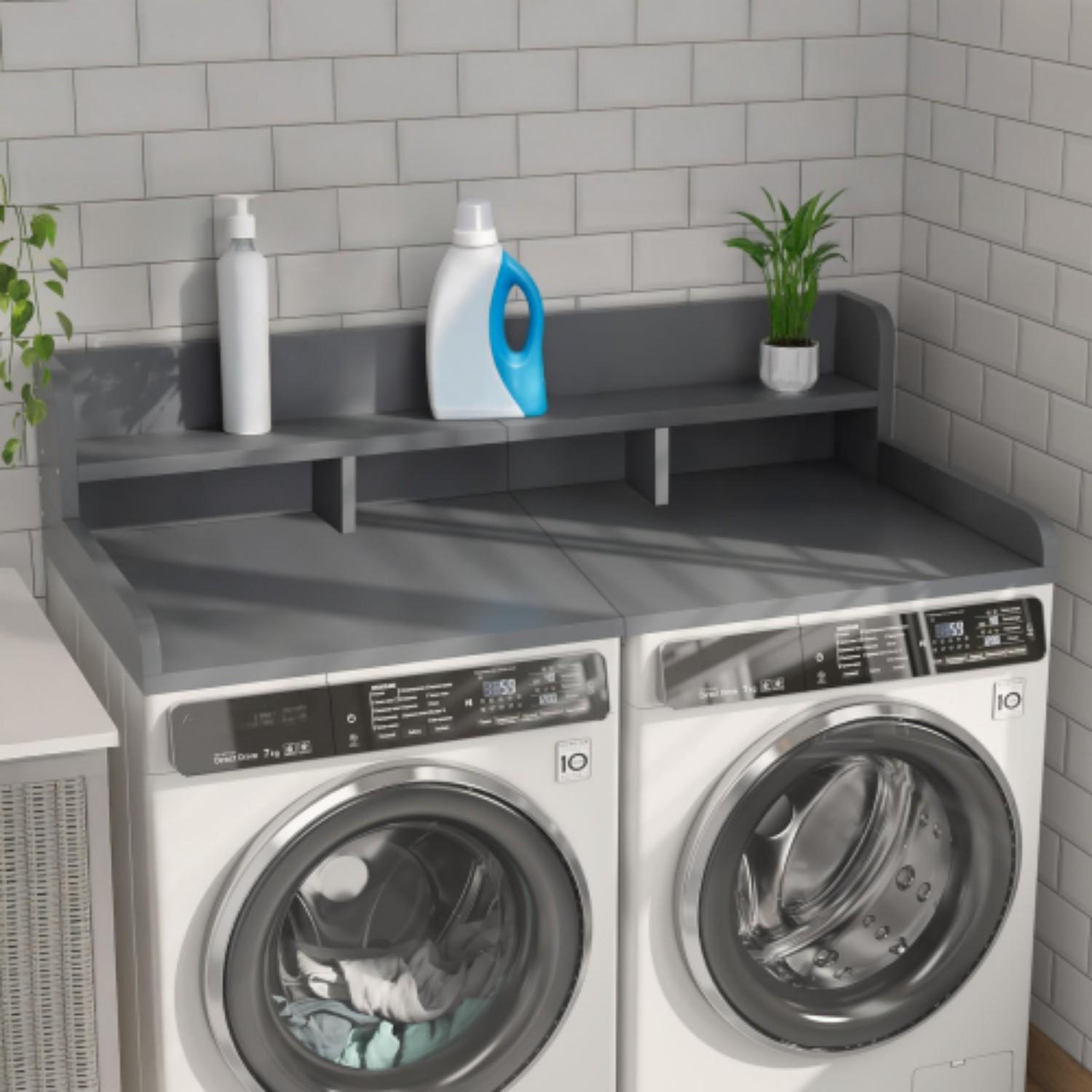 RONSHIN 2-Tier Laundry Countertop with Storage & Protector for Washer ...