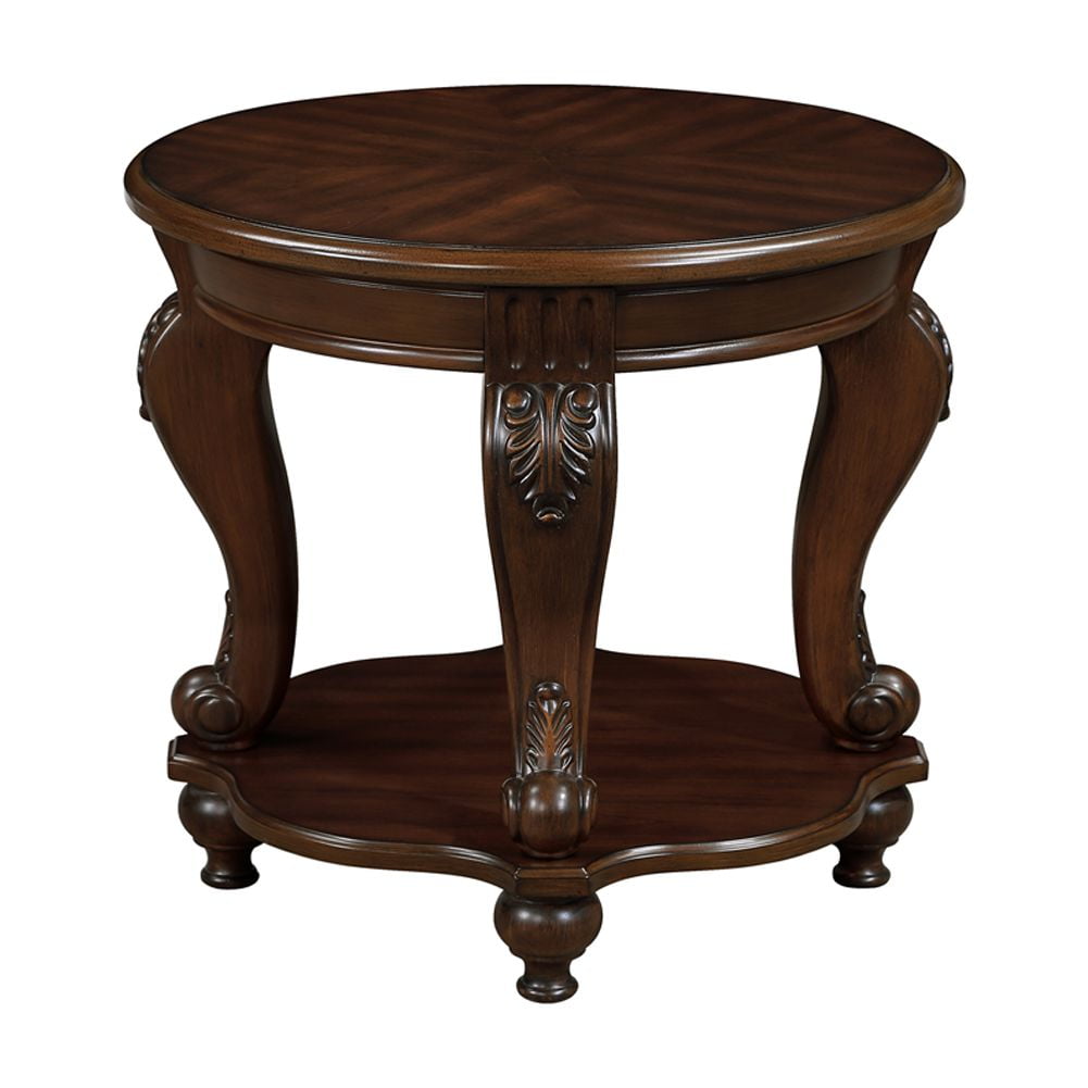 RONSHIN 22" Farmhouse Round Side Table With Lower Shelf, Modern Mid ...