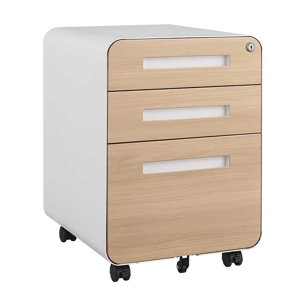 RONSHIN 3 Drawer Mobile File Cabinet with Lock, Metal Under Desk ...