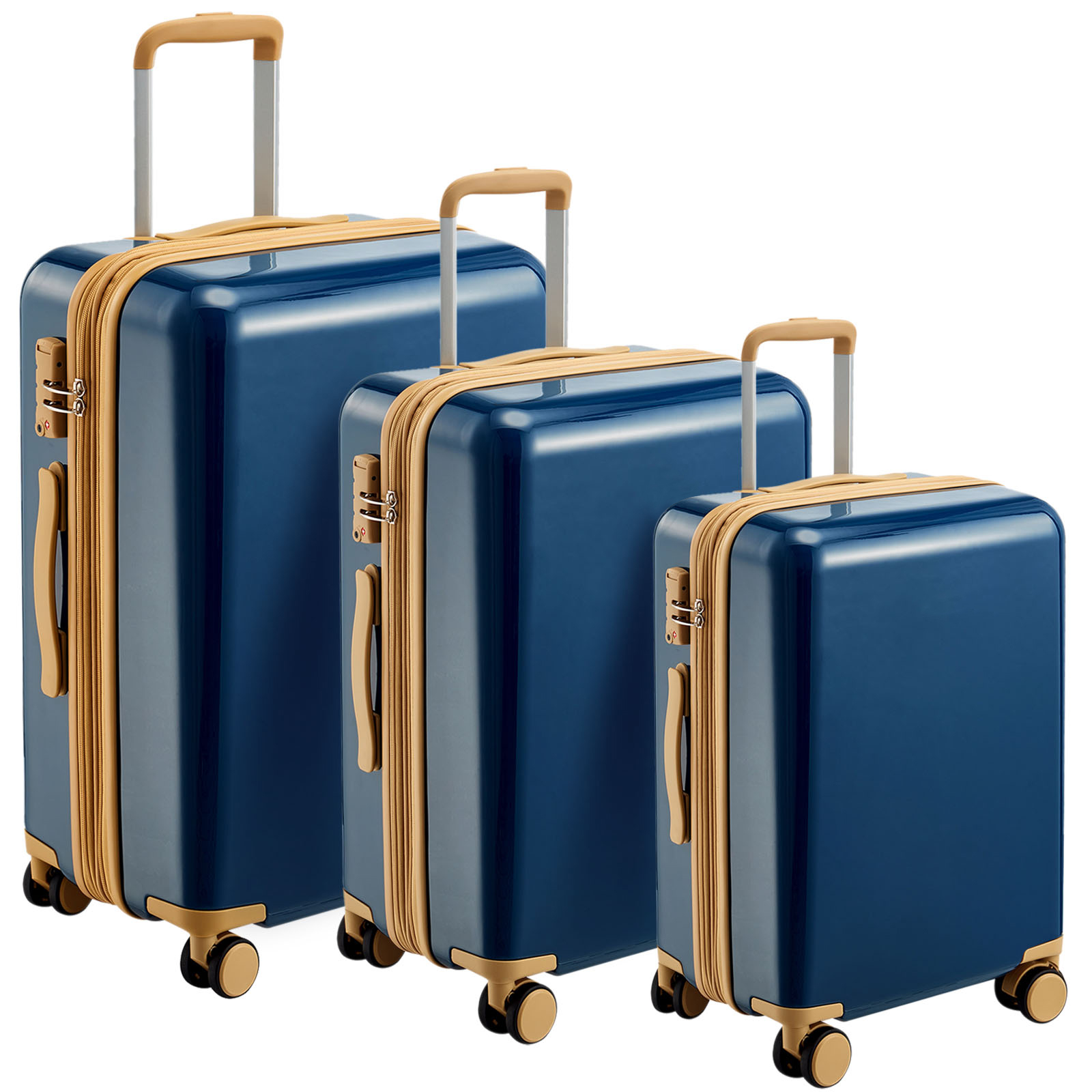 RONSHIN 3 Piece Luggage Travel Sets with TSA Lock, Telescopic Handle ...