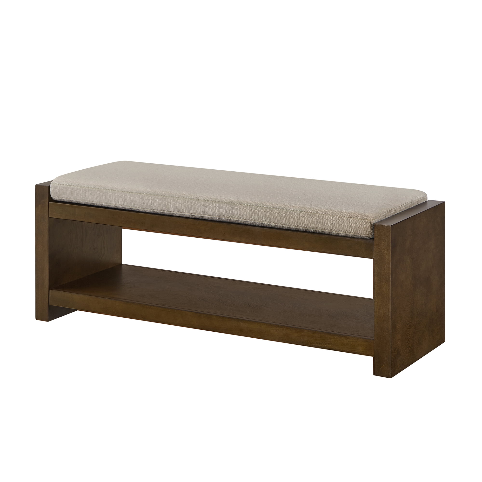 RONSHIN 47-inch Navy Blue Decorative Bench with Shoe Rack, Padded ...