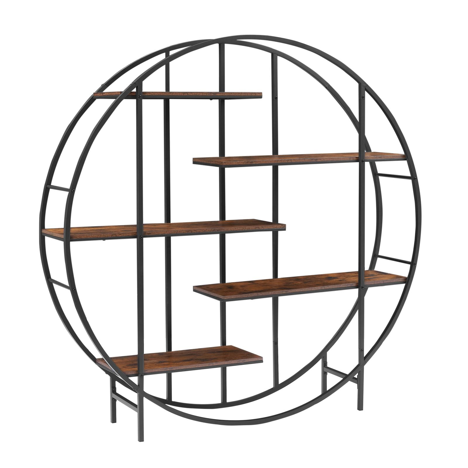 RONSHIN 5-Tier Metal Bookcase Storage Rack Round Multi-Functional Plant ...