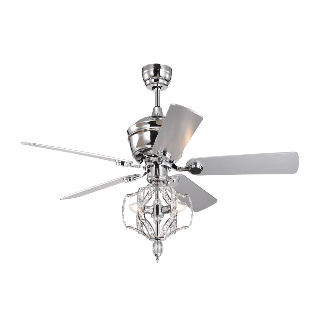 RONSHIN 52 Inch Crystal Ceiling Fan with Light, Reversible 3 Speeds, 5 ...