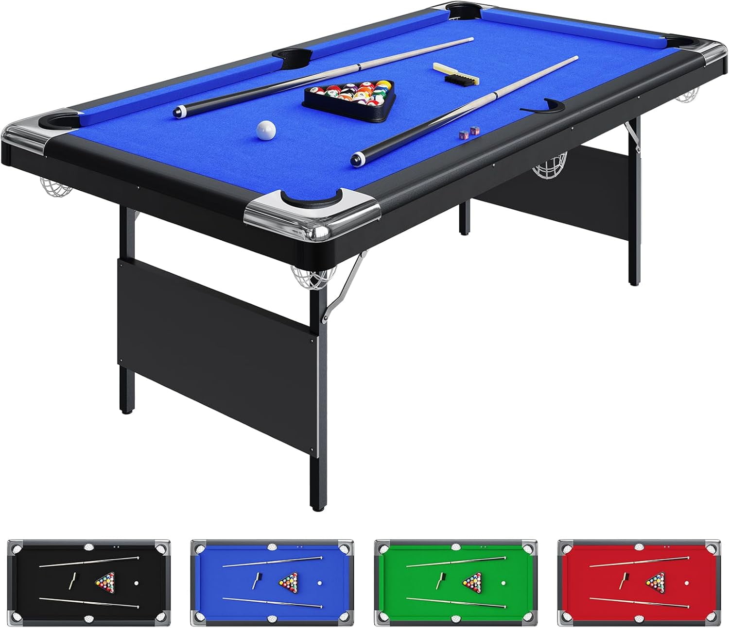 RONSHIN 7 Ft Portable Foldable Pool Table, Billiards Table with Full ...