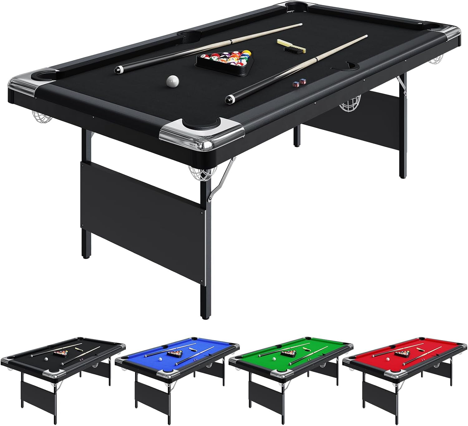 RONSHIN 7 Ft Portable Foldable Pool Table, Billiards Table with Full ...