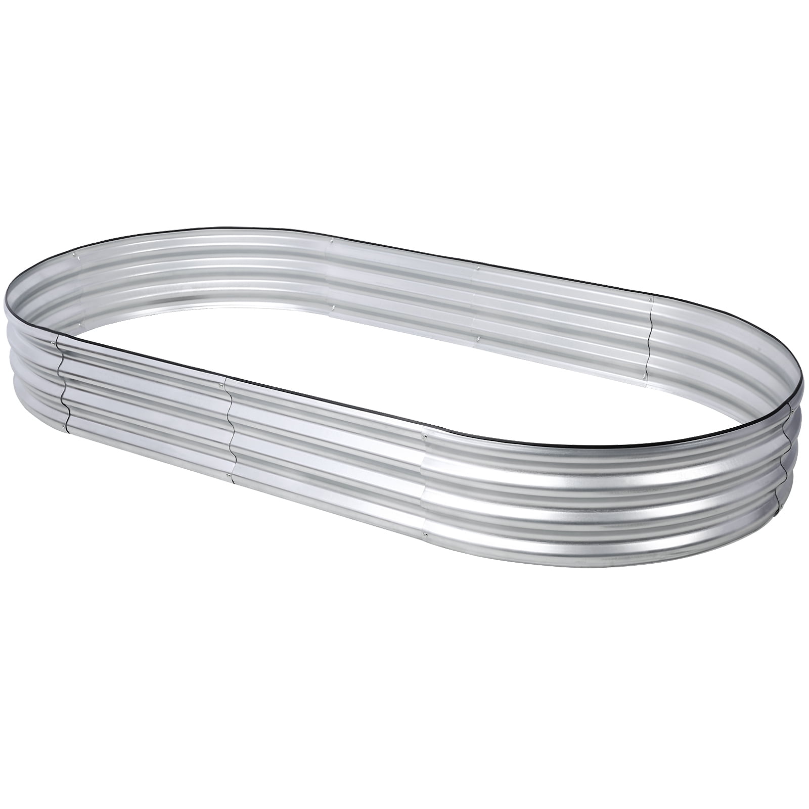 RONSHIN 7x3x1 FT Galvanized Garden Bed, Oval Raised Ground Planter Box ...
