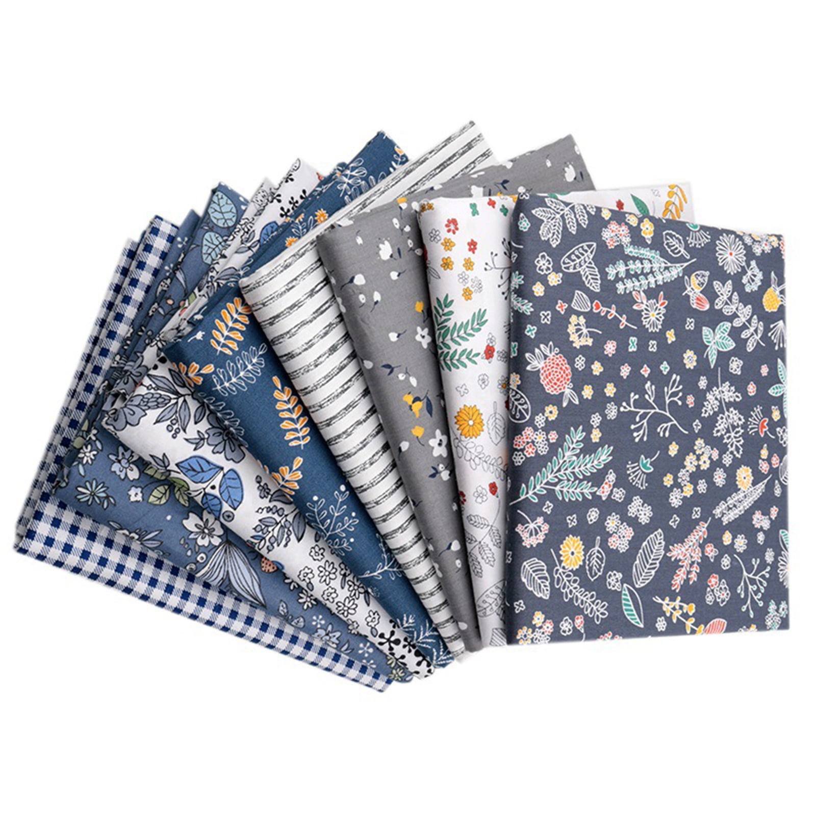 RONSHIN 8pcs Handmade Patchwork Fabric Set 8 Patterns Soft Breathable ...