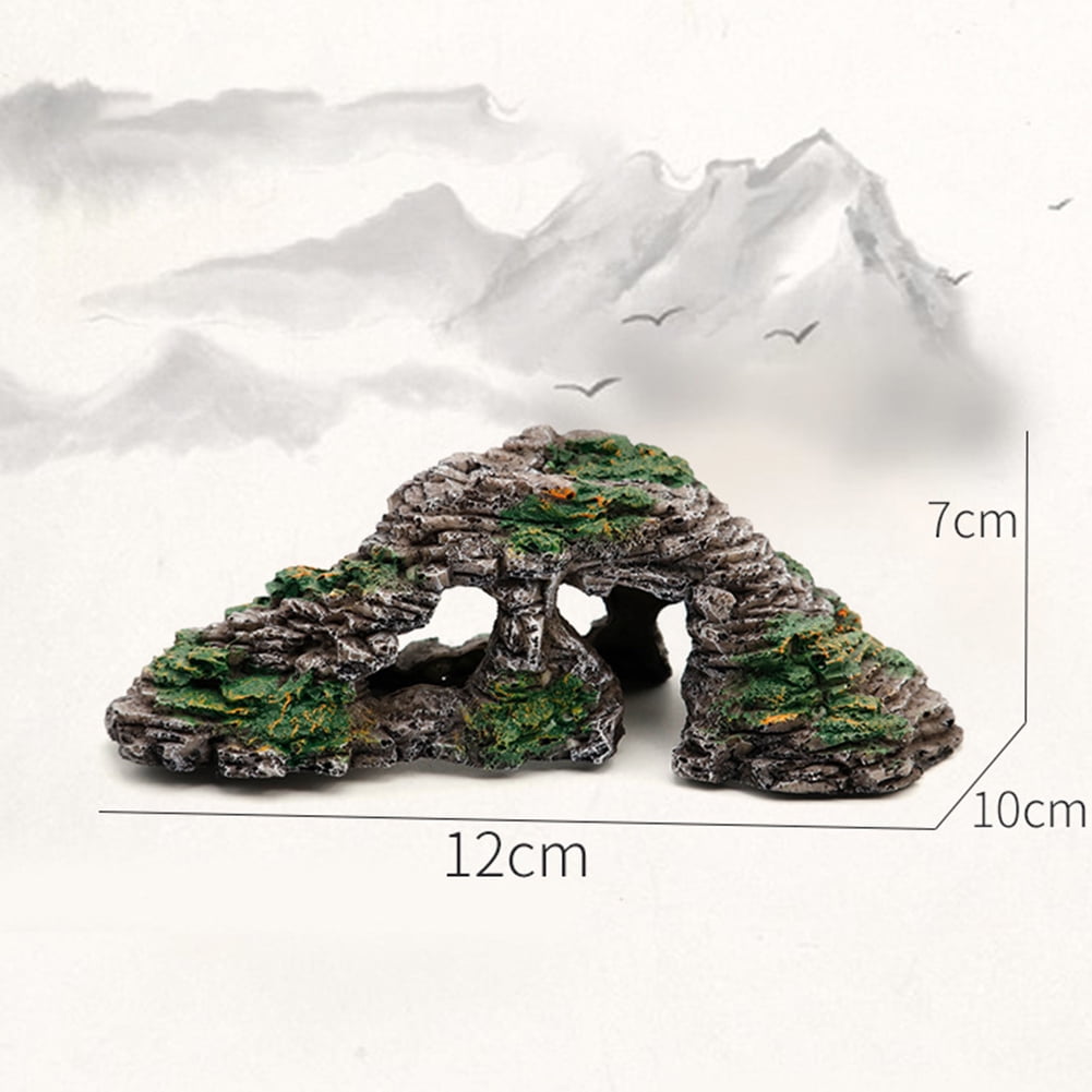 RONSHIN Aquarium Fish Tank Tortoise Basking Platform Climbing Slope Habitat Resin Hideout Caves ...