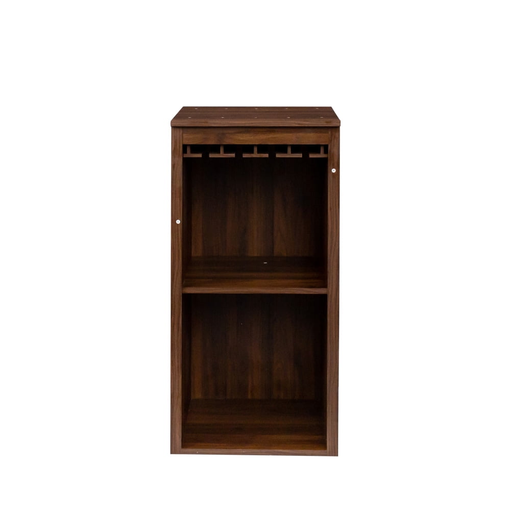 RONSHIN Brown Walnut Modular Bar Cabinet with Storage Shelves - Perfect ...
