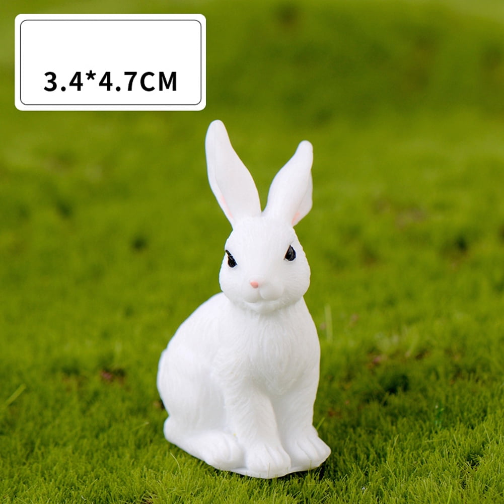 RONSHIN Cute Resin Rabbit Ornament, Family Micro Landscape Mini Rabbits ...