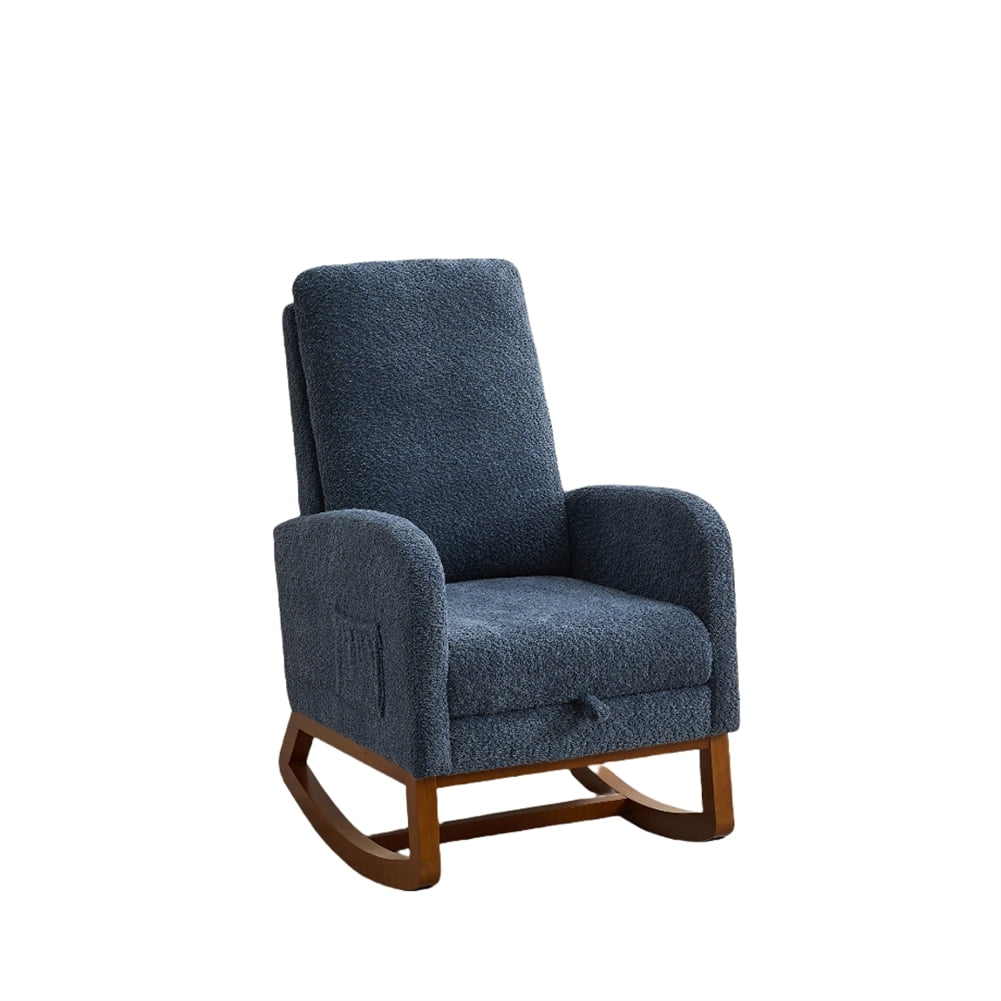 RONSHIN Gliding Rocking Chair With Retractable Footrest & High Back ...