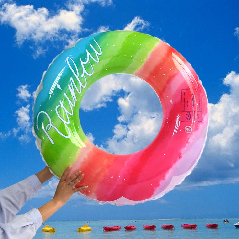 RONSHIN Inflatable Pool Floats Rainbow Flower Swimming Rings Water ...