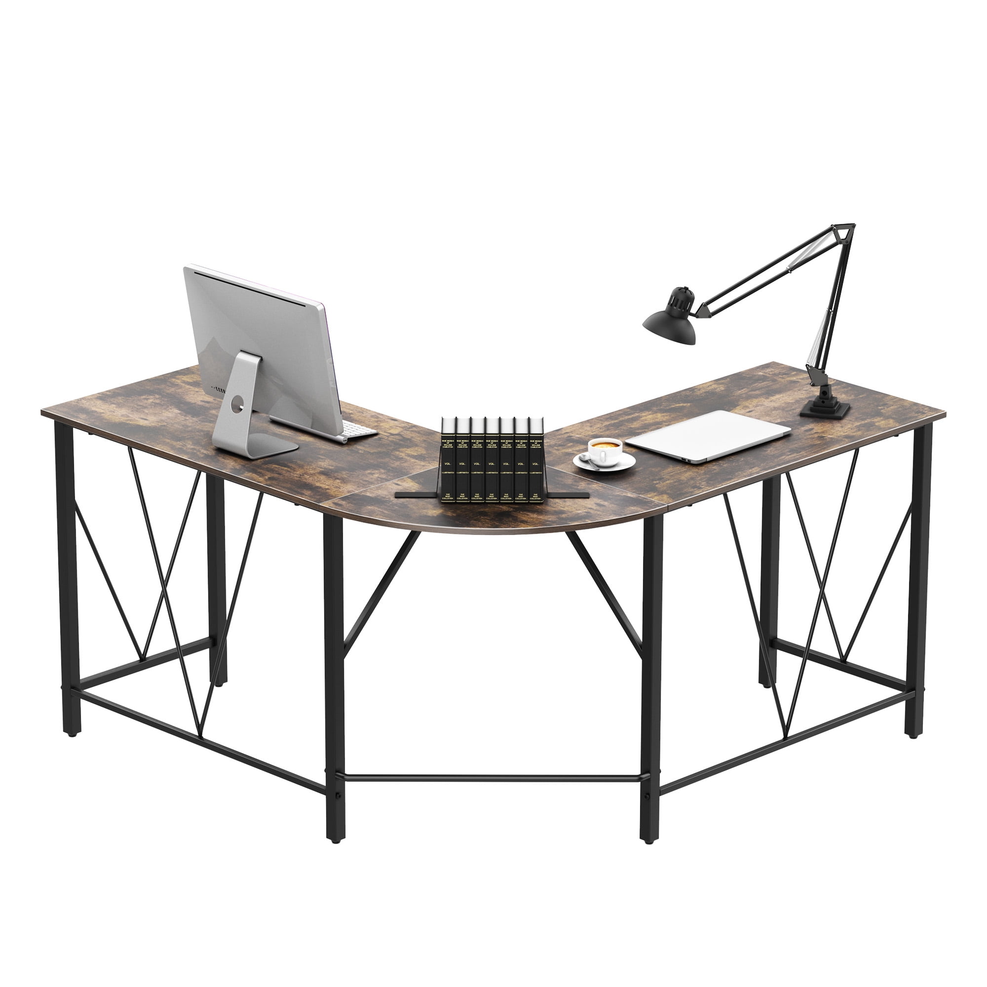 RONSHIN L-Shaped Desk, Home Office Desk with Round Corner,Computer ...