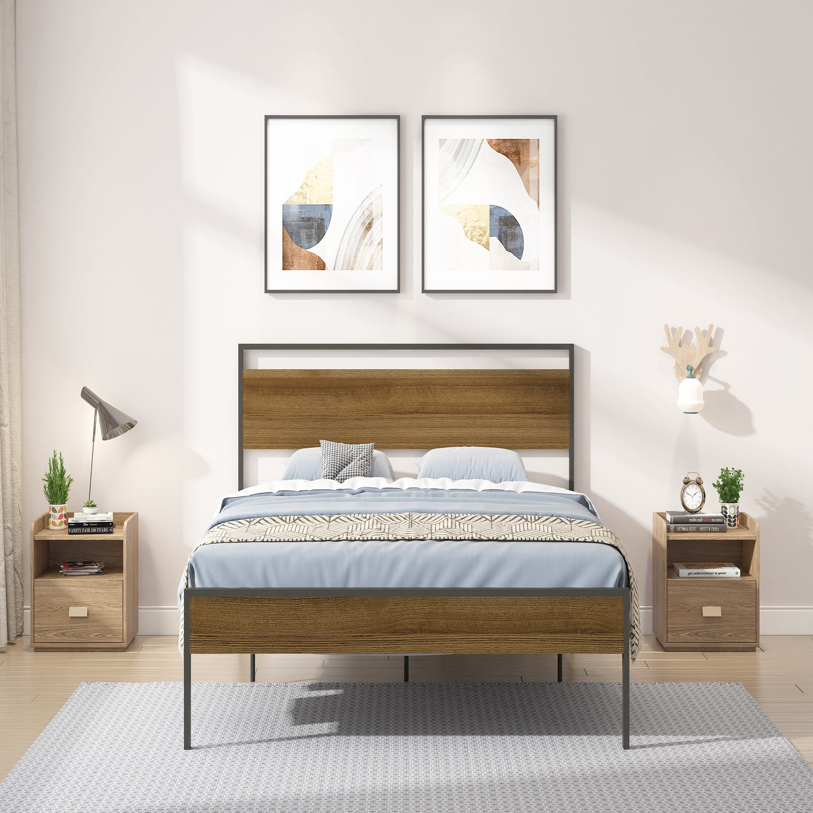 RONSHIN Metal Bed Frame,Platform Bed with Plastic Foot Pads,Metal Lath ...