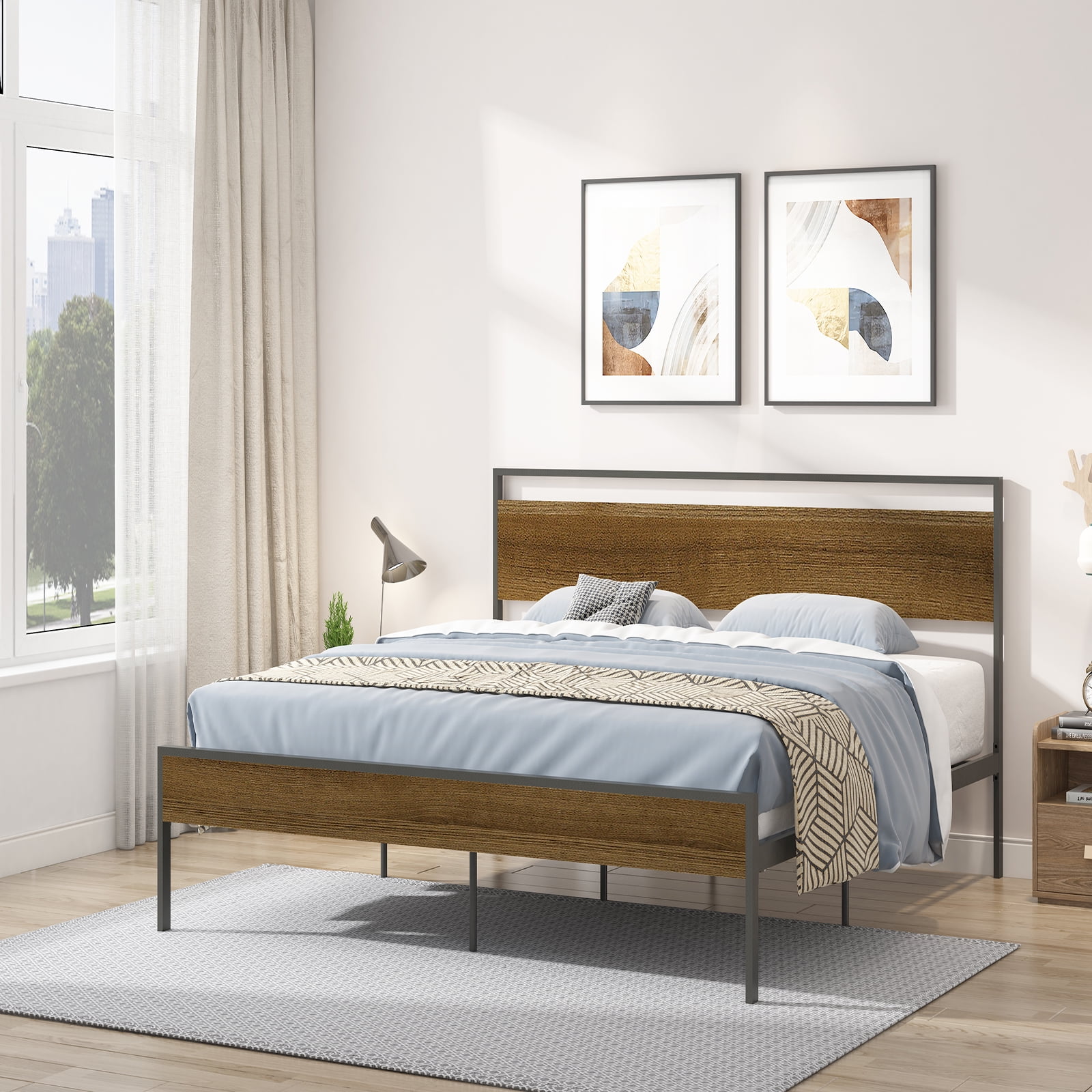 RONSHIN Metal Bed Frame,Platform Bed with Plastic Foot Pads,Metal Lath ...