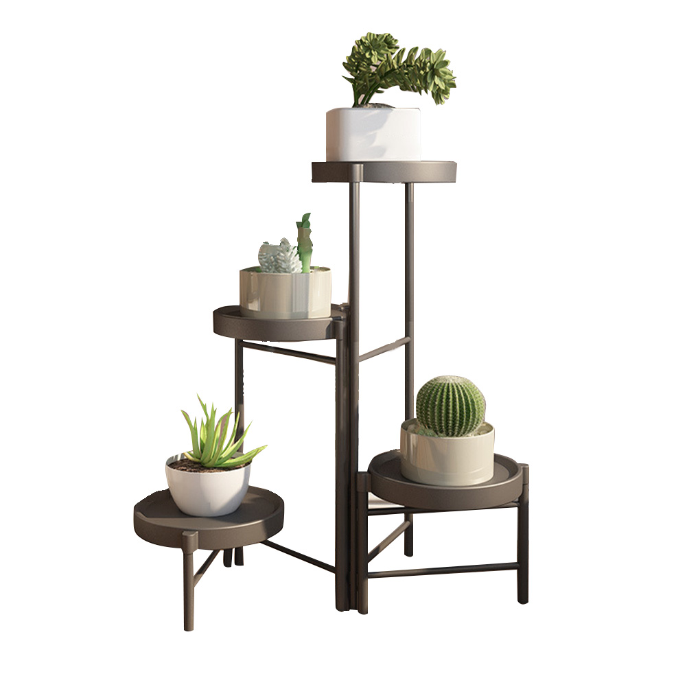 RONSHIN Metal Plant Stand,Foldable Multi-Tier Flower Shelf With ...