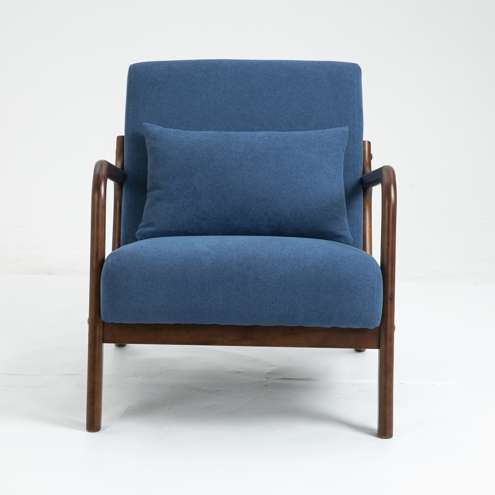 RONSHIN Mid Century Modern Accent Chair With Wood Frame, Upholstered ...