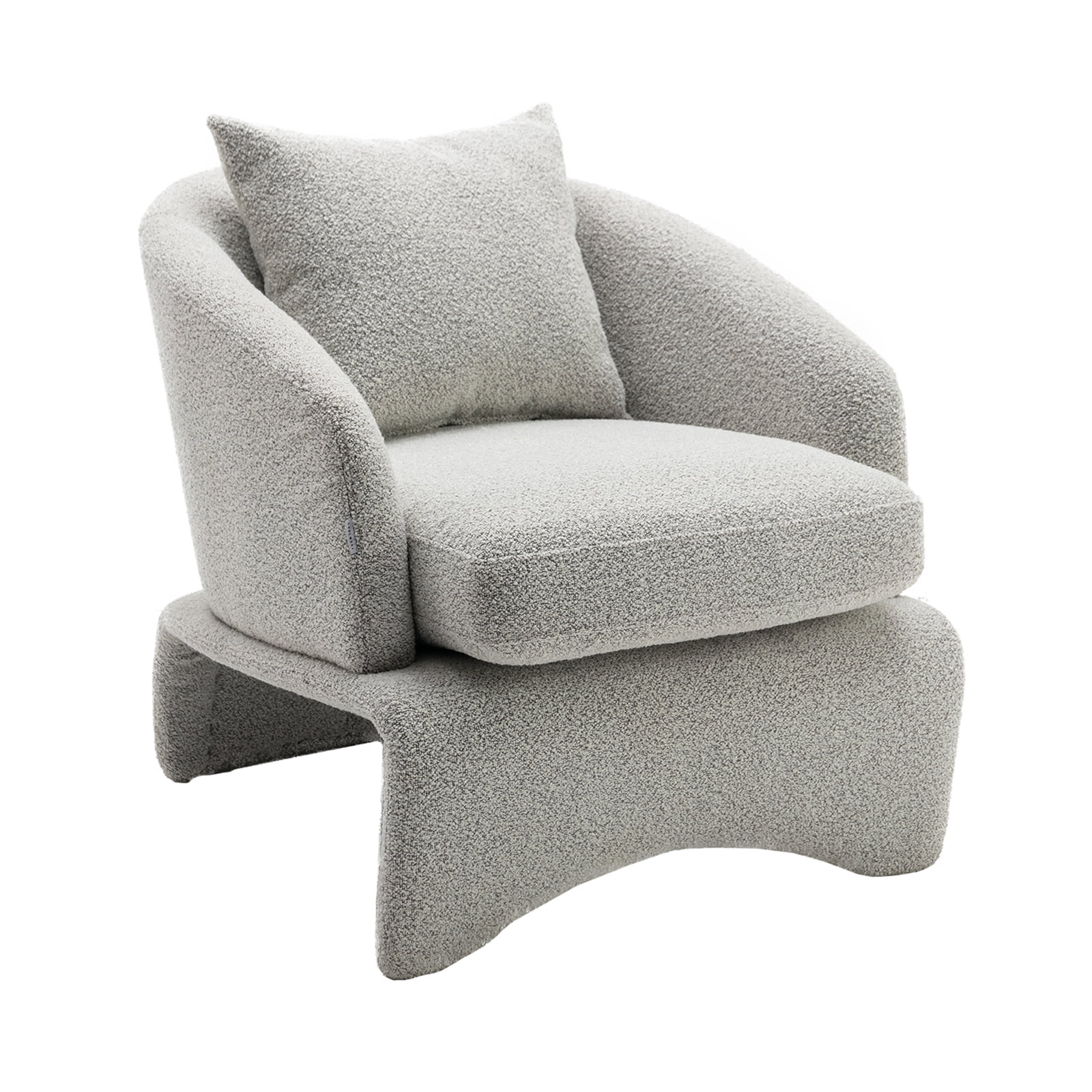 RONSHIN Modern Accent Chair with Curved Edges, Metal Back Comfy ...