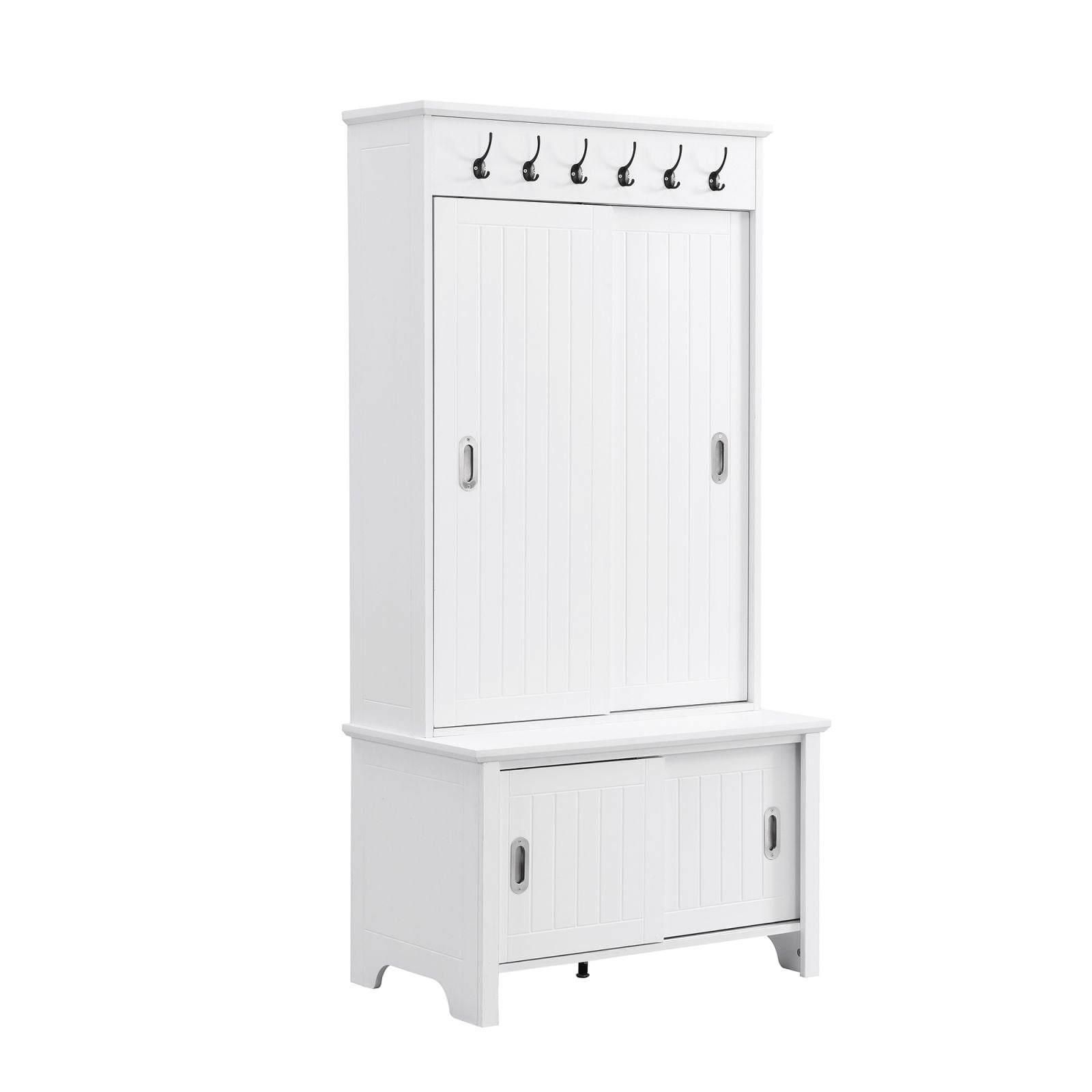 RONSHIN Modern Hall Tree With Sliding Doors Multifunctional Shoe ...