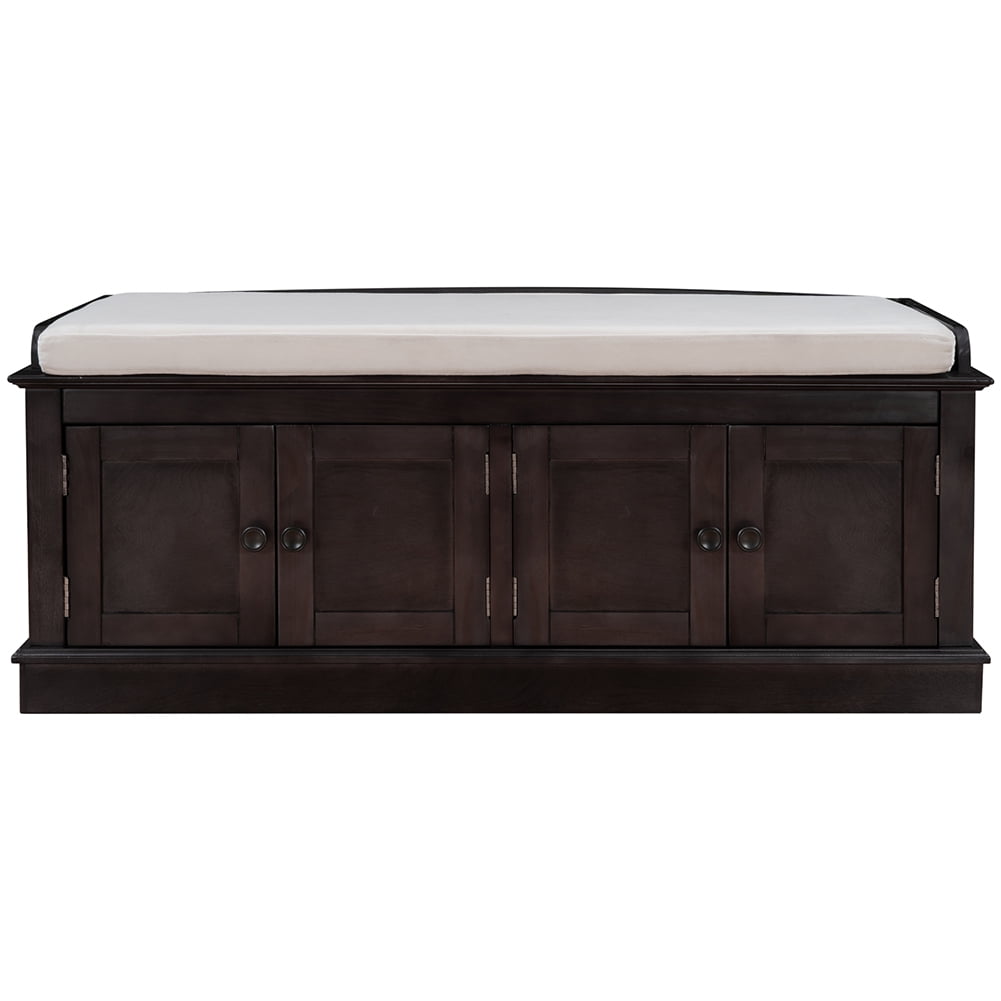 RONSHIN Multifunctional Storage Bench with 4 Doors Adjustable Shelves ...