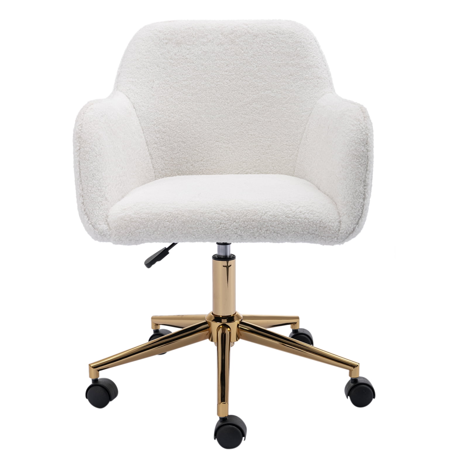 RONSHIN Office Chair with Wheels, Chromium Plated Base, Gold Metal Legs ...