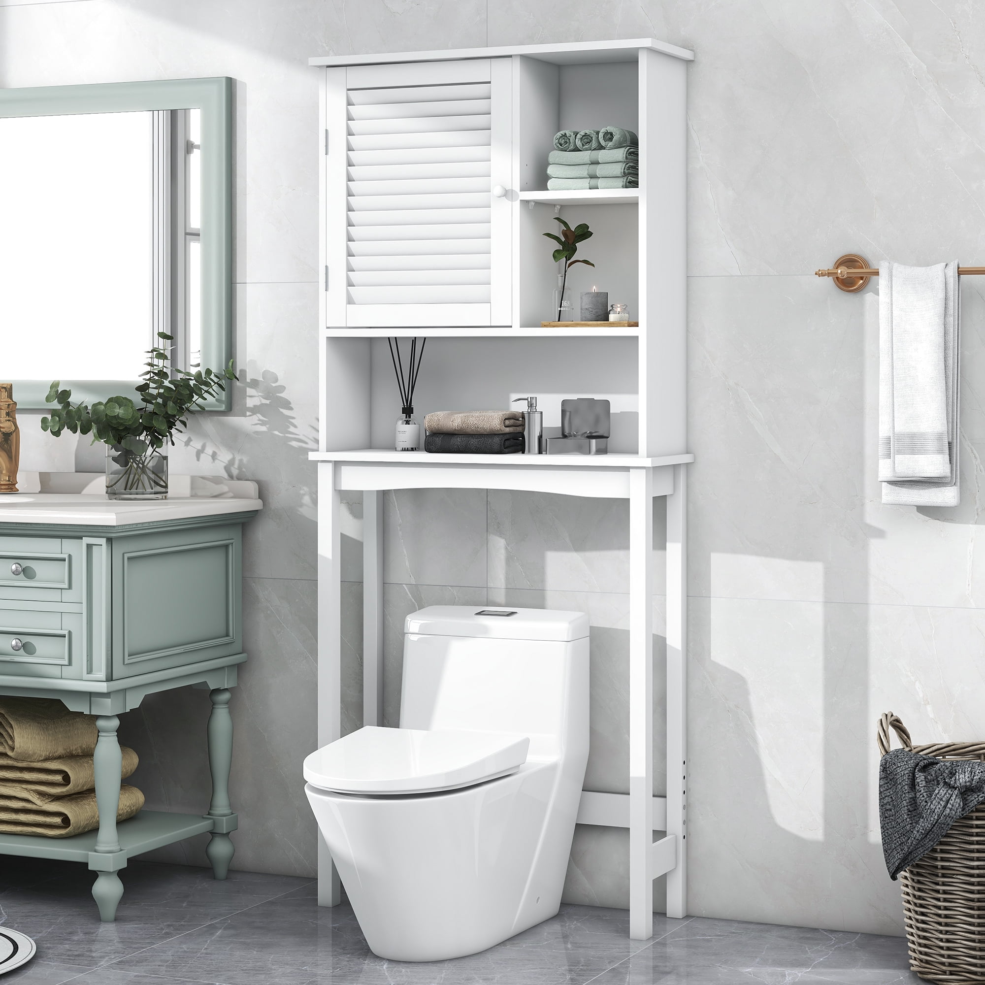 RONSHIN Over The Toilet Storage Cabinet, Over Toilet Bathroom Organizer ...