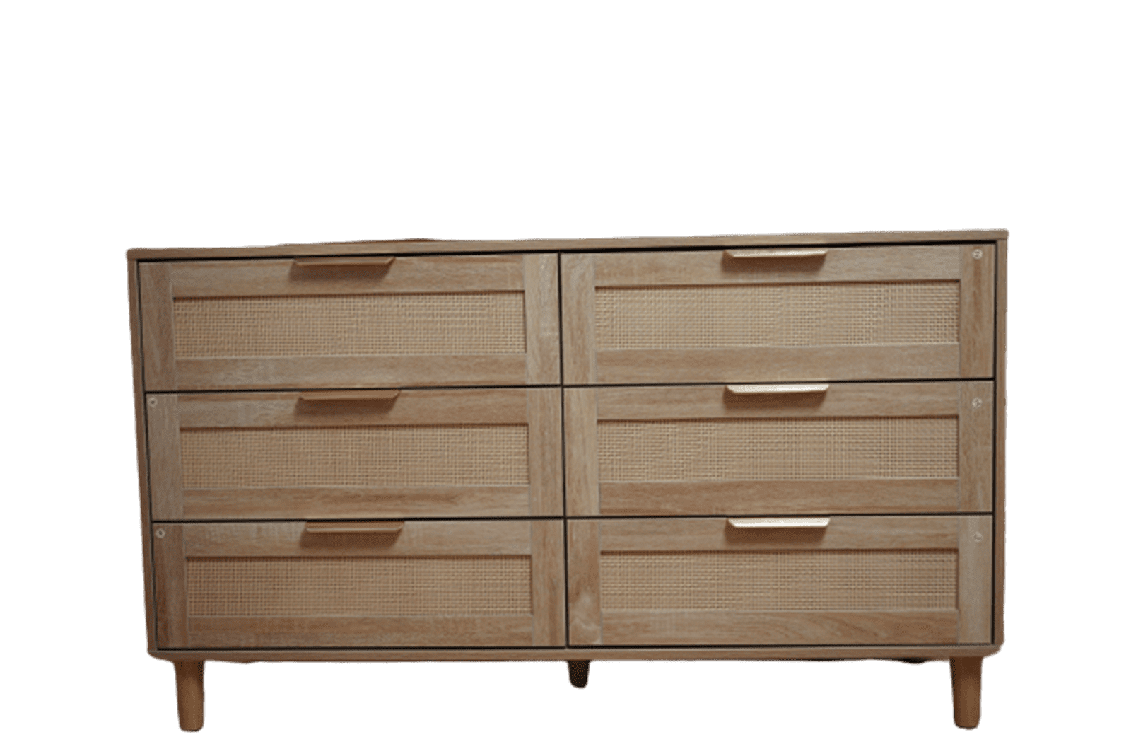 RONSHIN Particle Board Modern 6 Drawer Rattan Dresser, Double Dresser ...