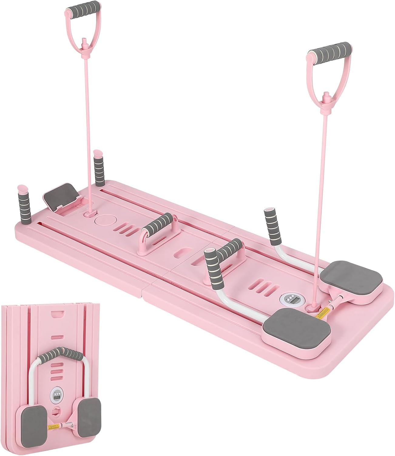 RONSHIN Pink Folding Pilates Reformer,Lightweight Pilates Floor ...