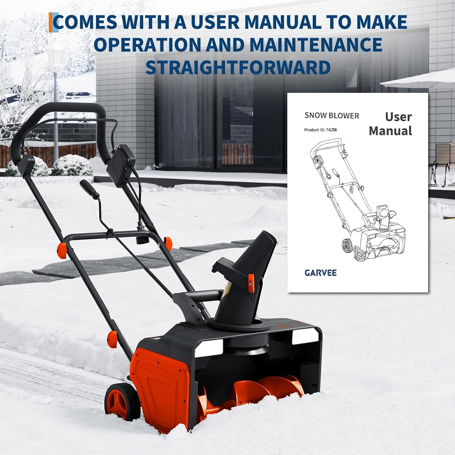 RONSHIN Powerful Electric Snow Blower, 20" Clearing Path, 15-Amp Motor ...