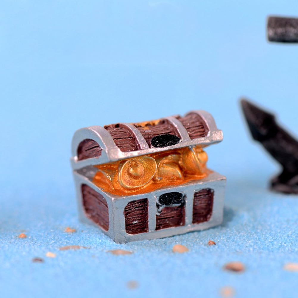 RONSHIN Resin Gold Coin Treasure Chest Aquarium Mini Cartoon ...